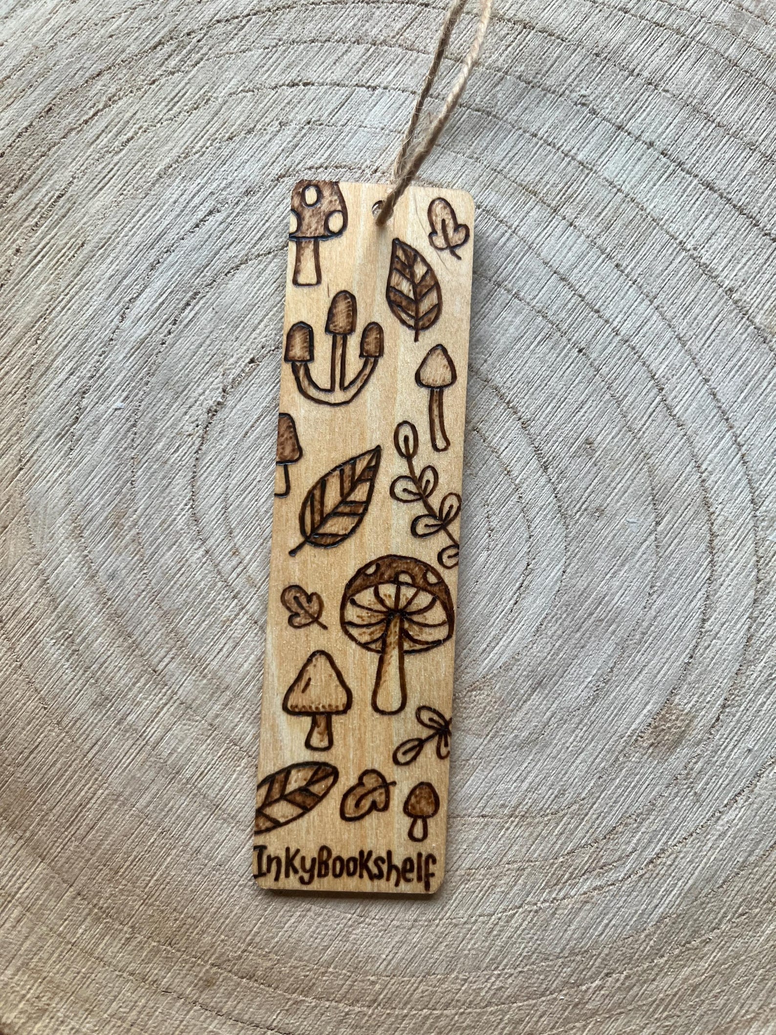 Wooden Bookmark - Mushroom Design - Pyrography - Woodburning - Bookish ...