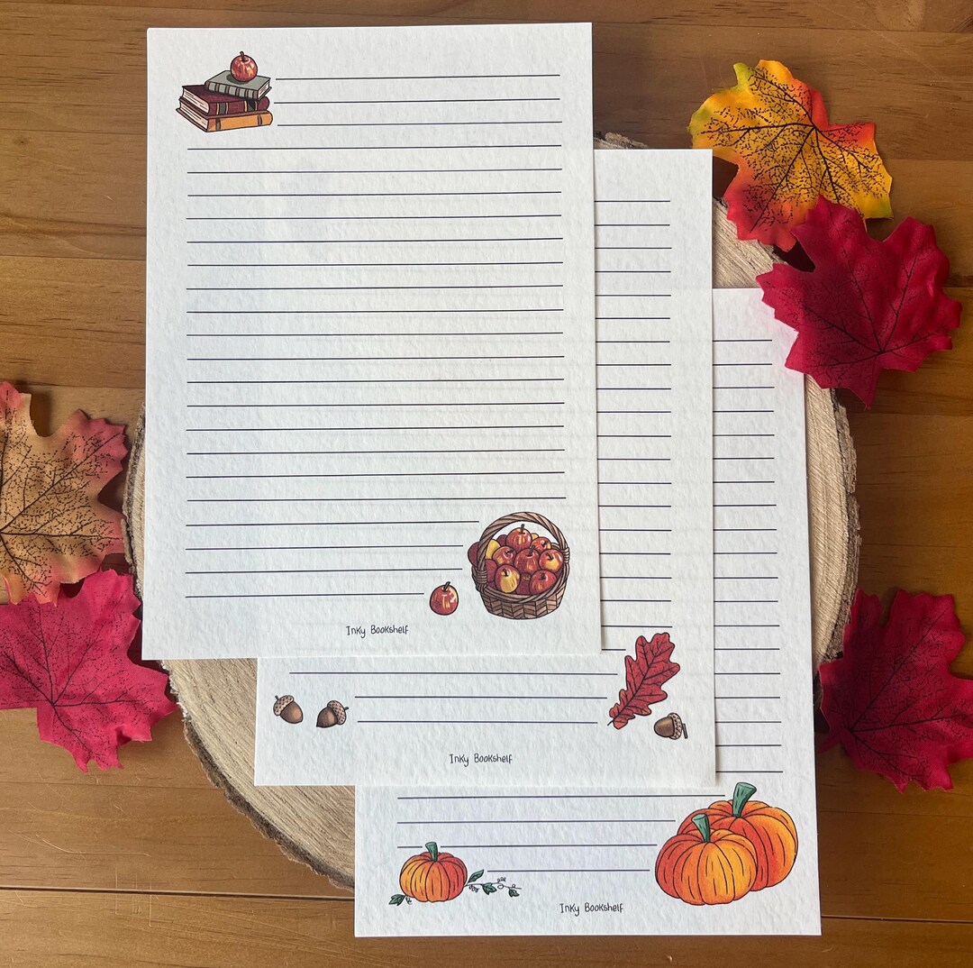 Letter Writing Paper - Autumn-themed Paper - White or Brown Paper ...