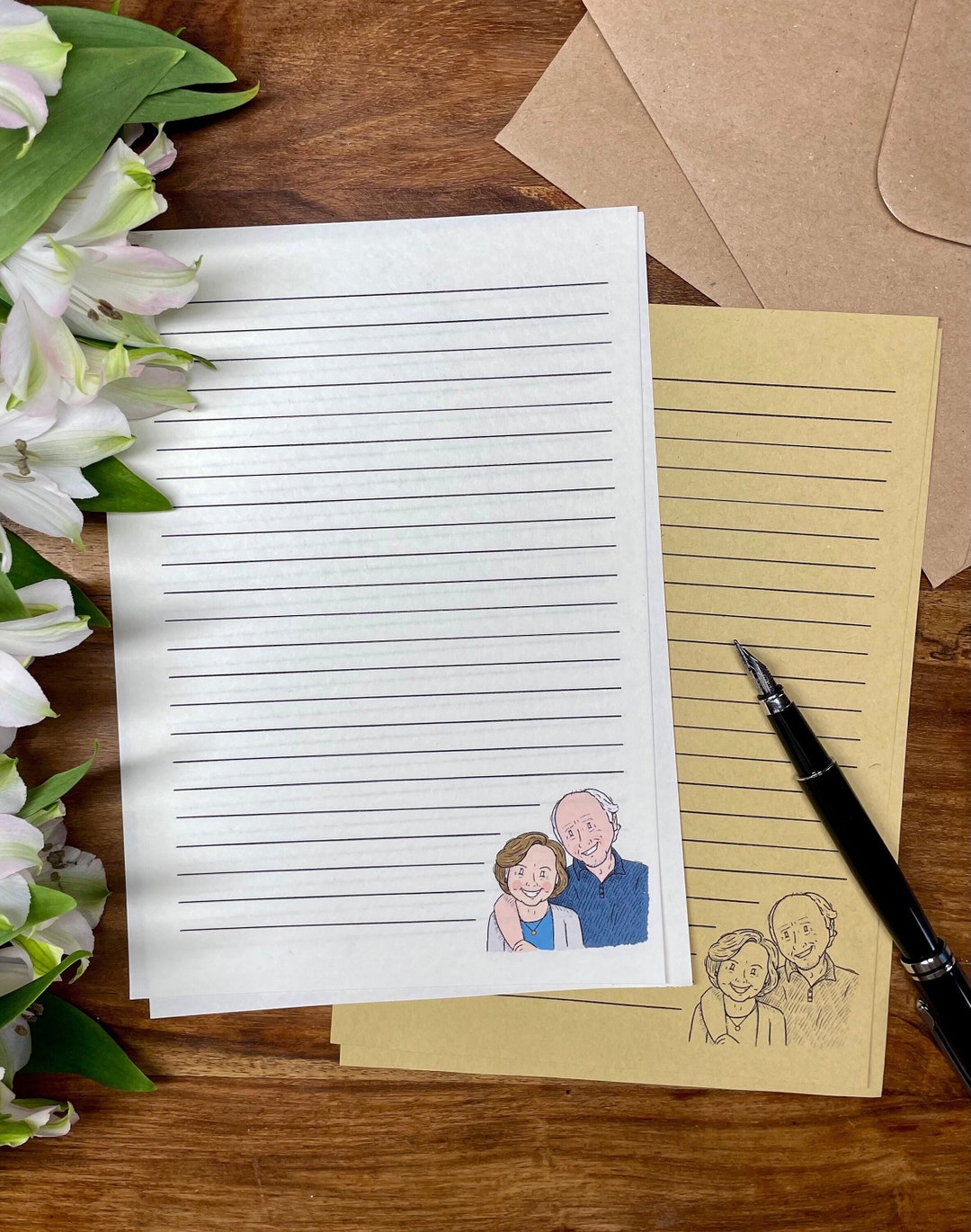 Personalised Writing Paper Set Bespoke Stationary Custom Paper Design ...