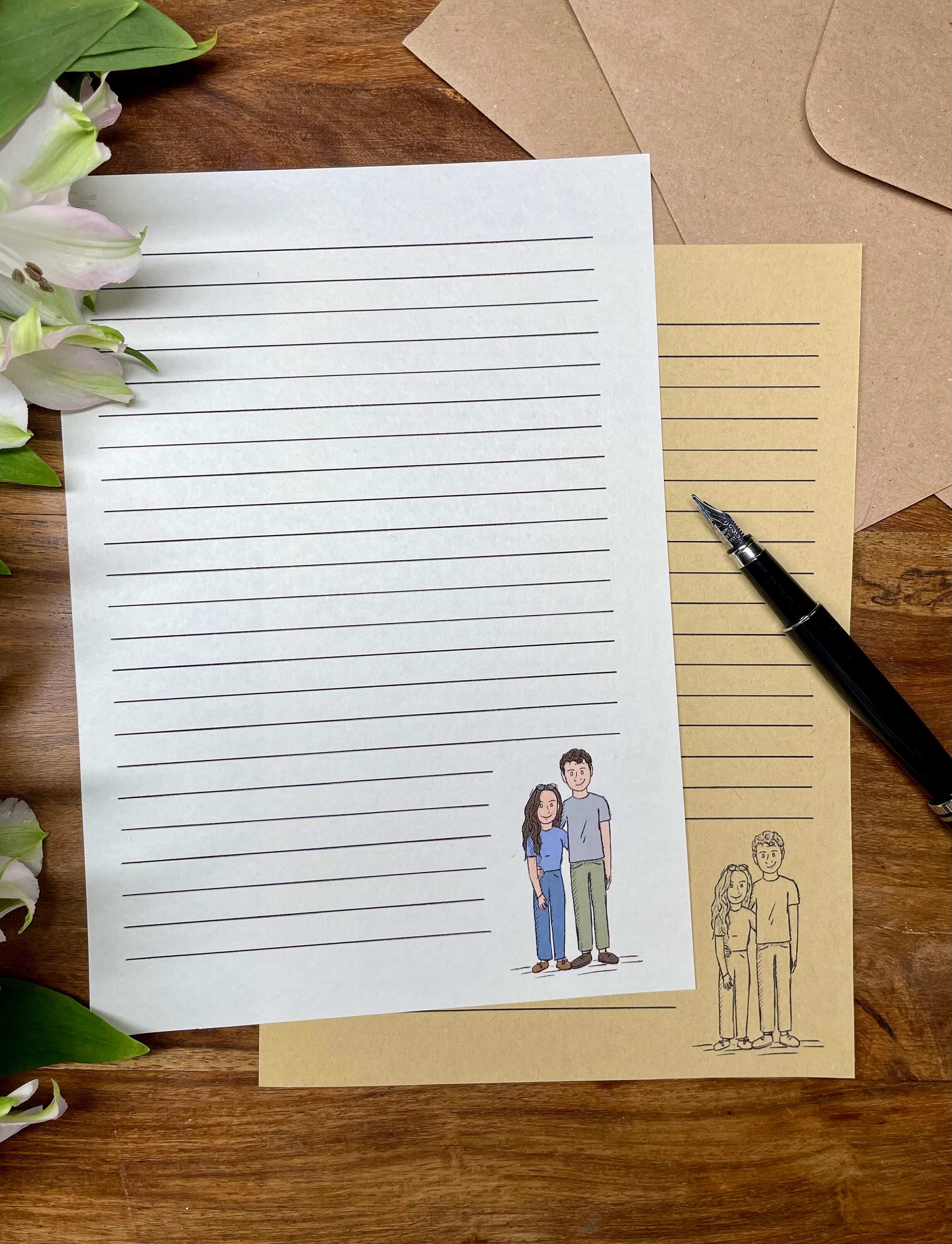 Personalised Writing Paper Set Bespoke Stationary Custom Paper Design ...