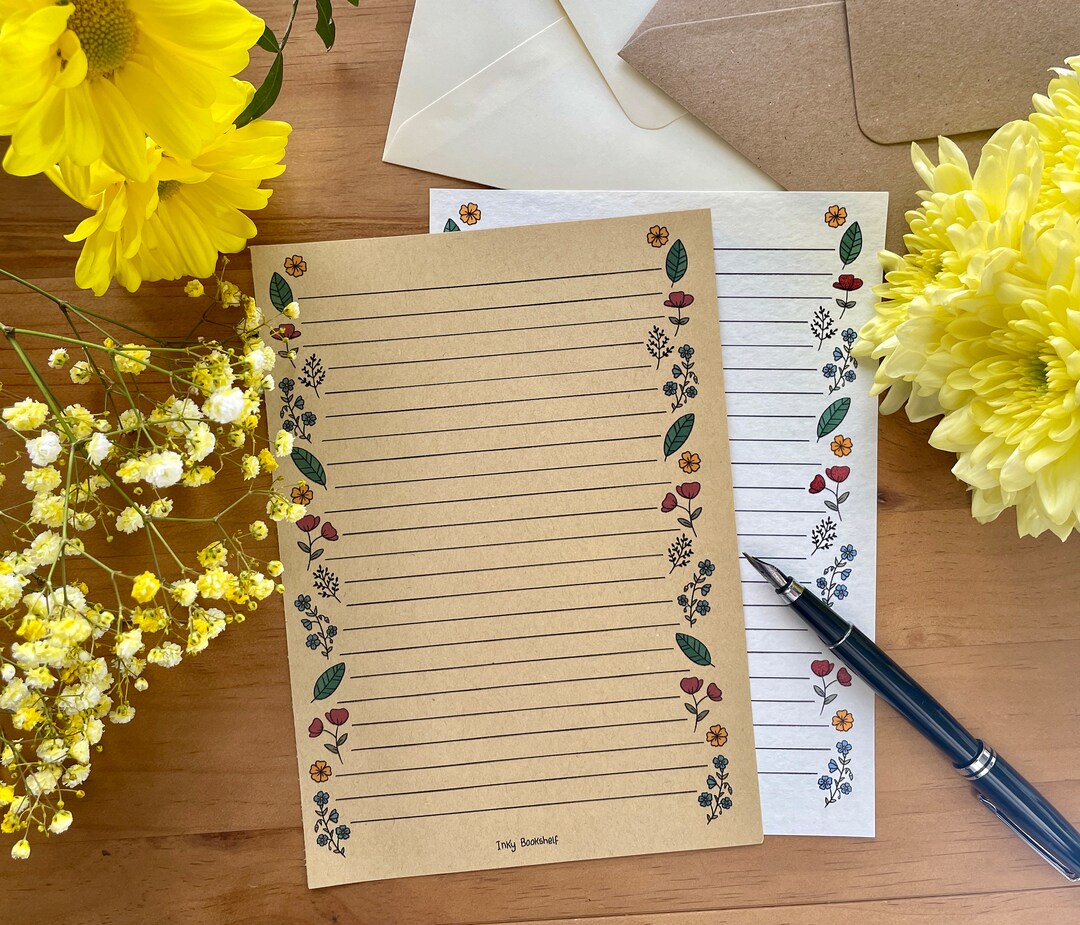 Letter Writing Paper - Floral Paper - Hand Illustrated - Handmade ...