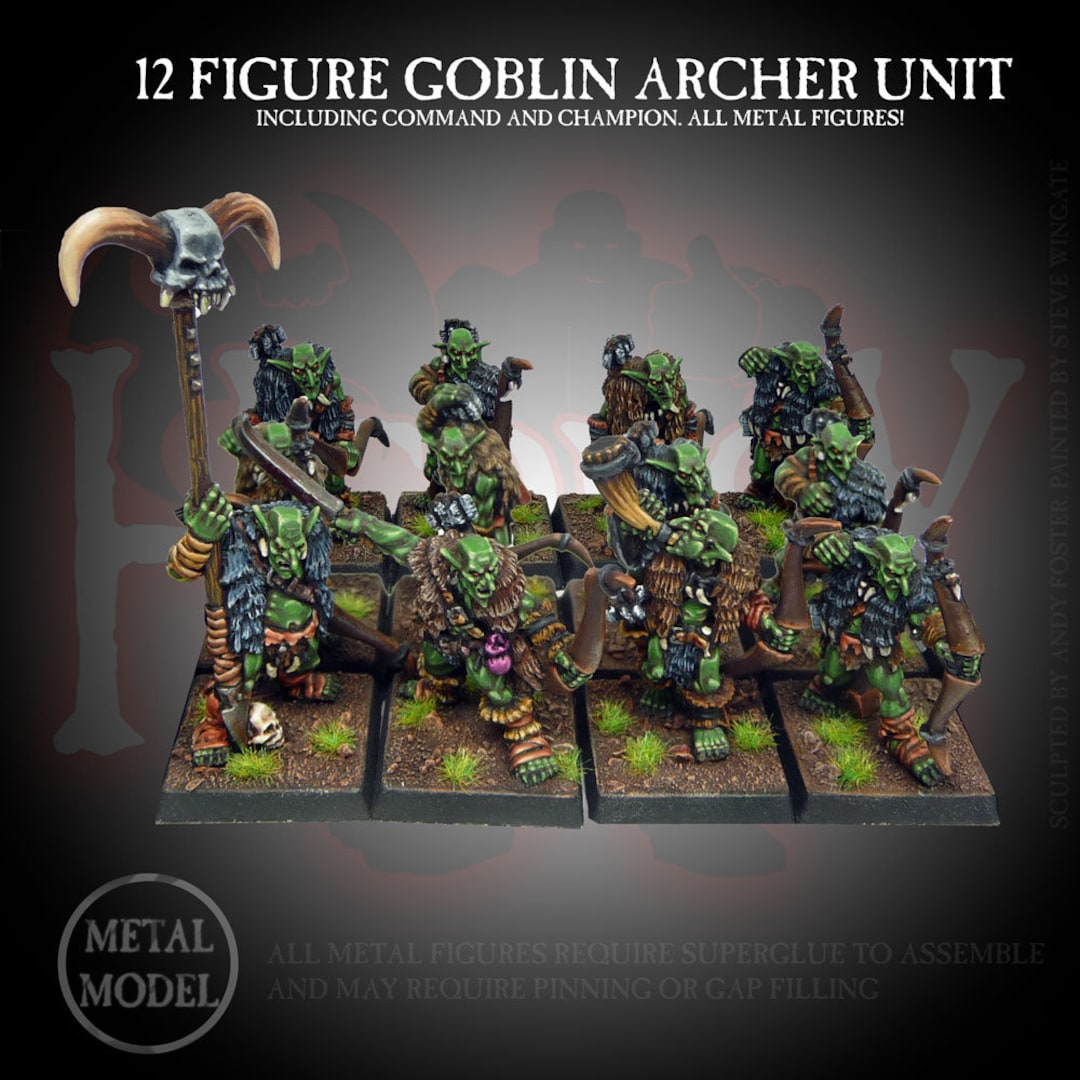 Goblin Archers 12 Figure Unit - 28mm Heroic Scale Fantasy Miniatures ...
