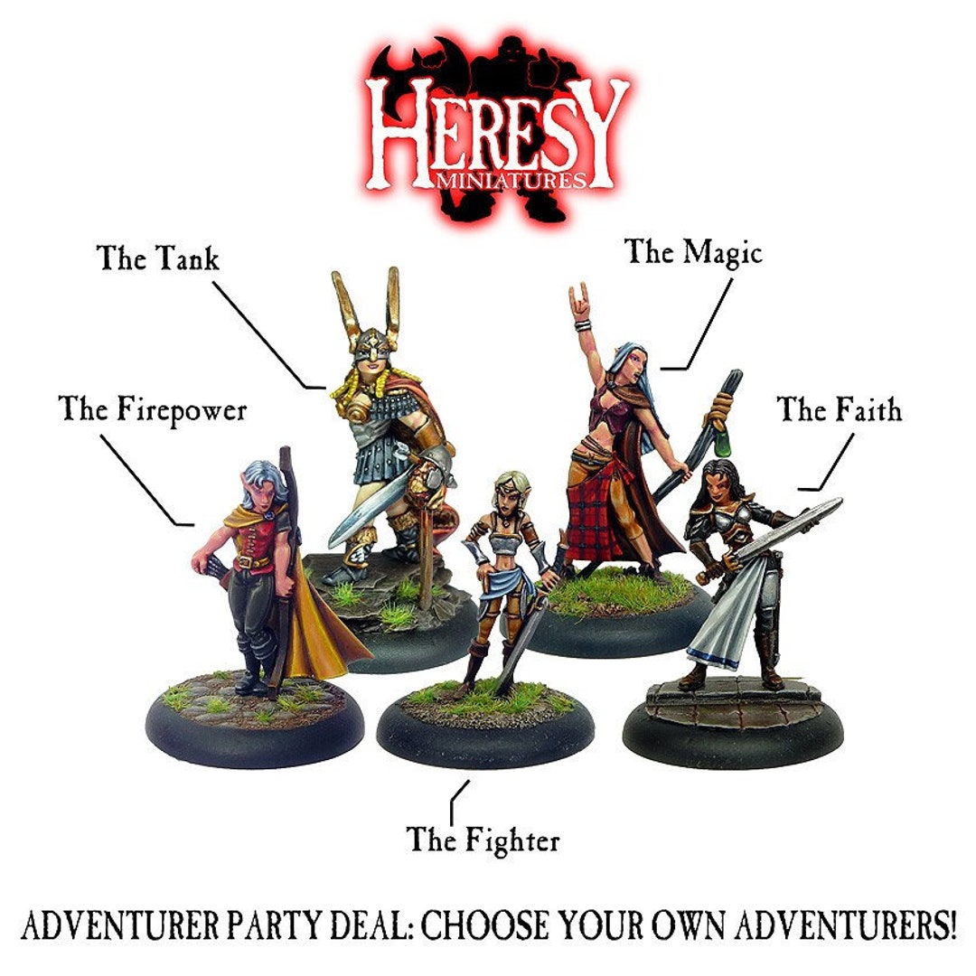 Adventurer Party Deal- 5x 28mm Heroic Scale Fantasy Miniatures - Etsy