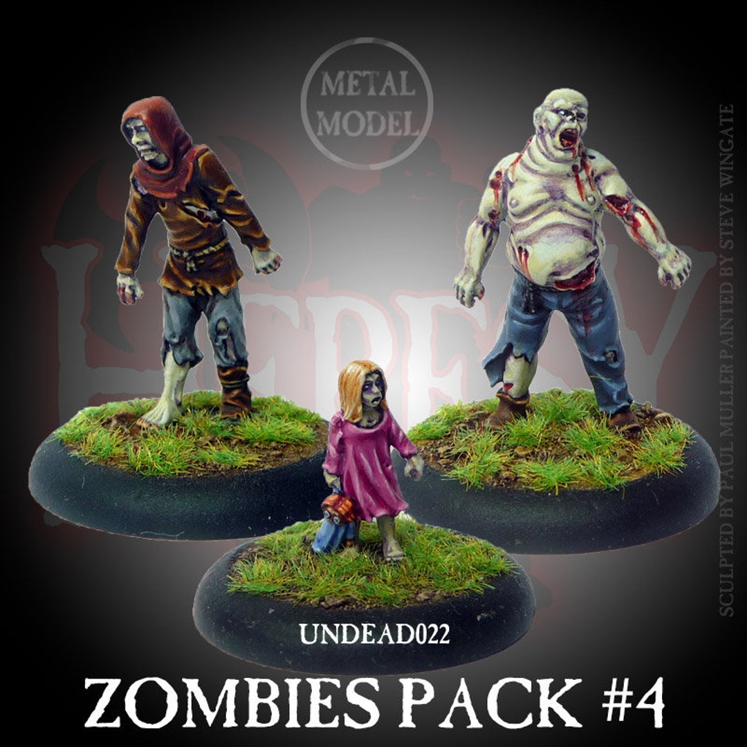 Zombies Pack 4 - 3 Metal 28mm Miniatures - Etsy