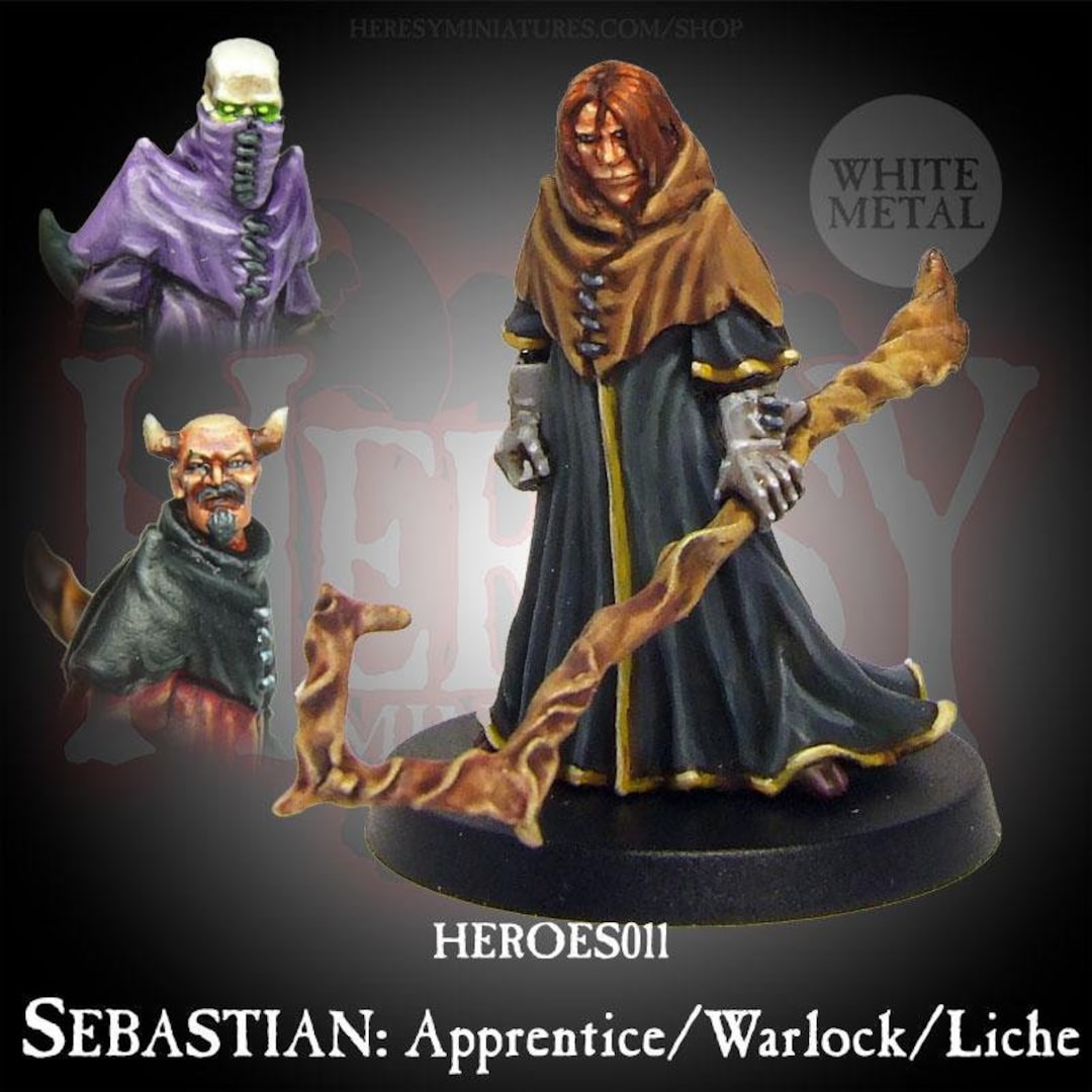 28mm Heroic Scale Fantasy Miniature Apprentice Mage / Warlock /liche ...