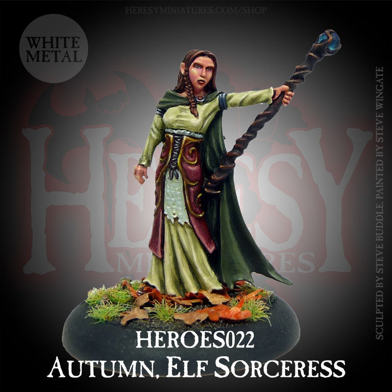 28mm Heroic Scale Fantasy Miniature - 'autumn' Elf Sorceress - Etsy