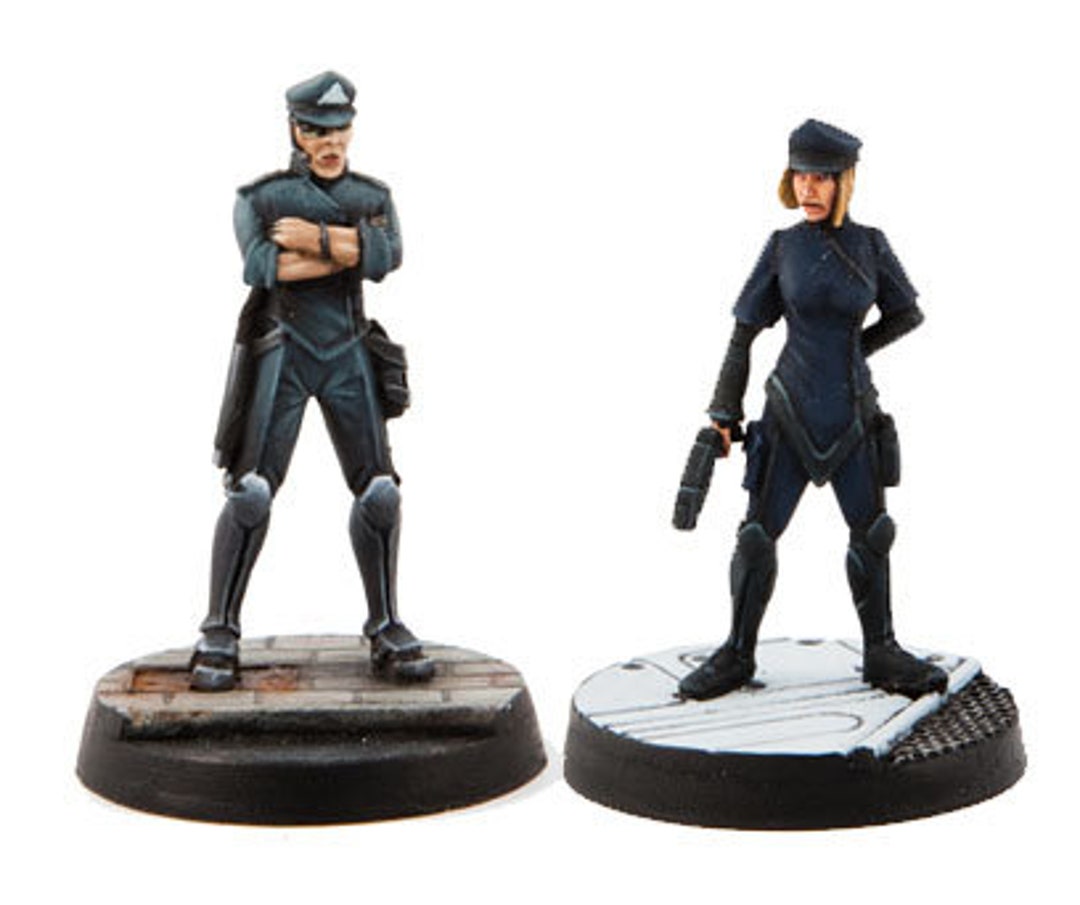 Scifi Cops, 2 X Uniformed Police Officers (28mm Scale Metal Miniatures ...