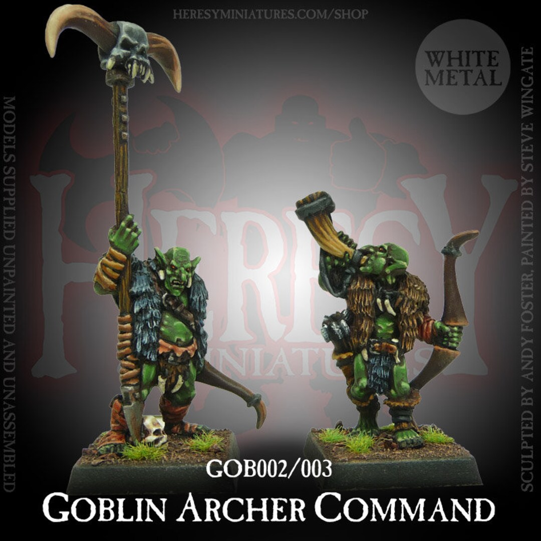Goblin Archers Command - 28mm Heroic Scale Fantasy Miniatures - METAL ...