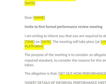 Employee Invitation to Third Stage Performance Review Meeting - Etsy