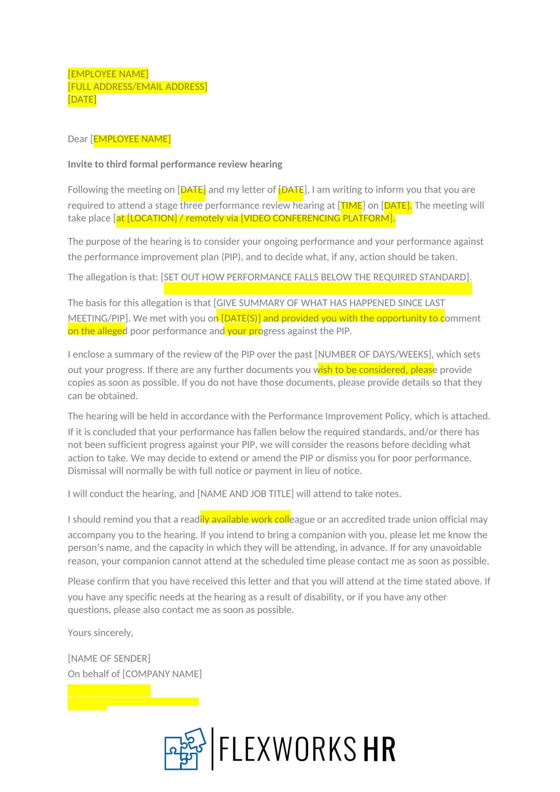 Employee Invitation to Third Stage Performance Review Meeting - Etsy