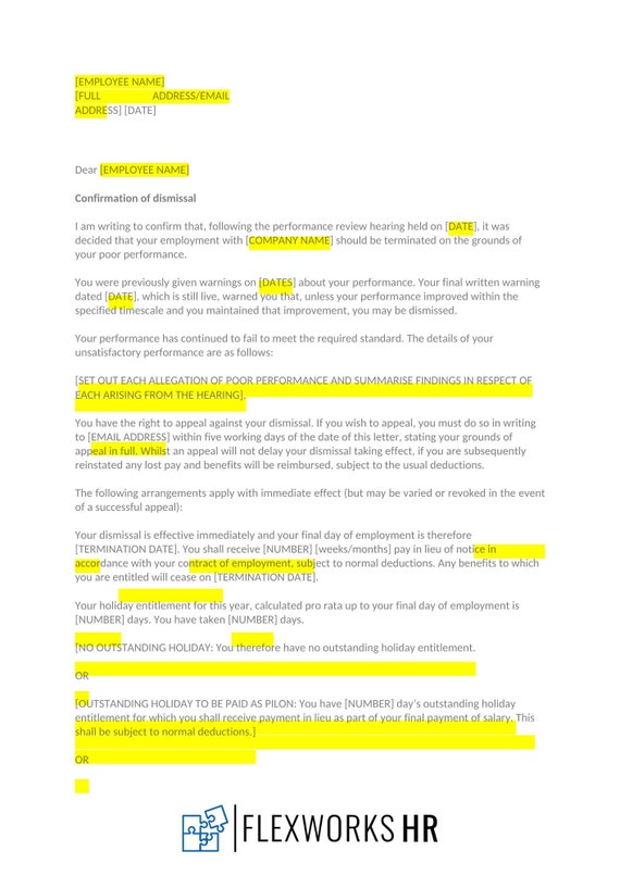 Example Letter For Poor Performance Employee Poor Performance