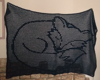 Filet 'dream Wolf' Crochet Chart Pattern for Shawl/wall Hanging. PDF ...