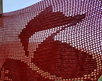 Filet 'phoenix' Crochet Chart Pattern for Shawl/wall Hanging. PDF FILE ...