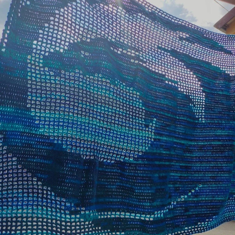 Filet 'blue Dragon' Crochet Pattern for Blanket/wall Hanging. ***PDF ...