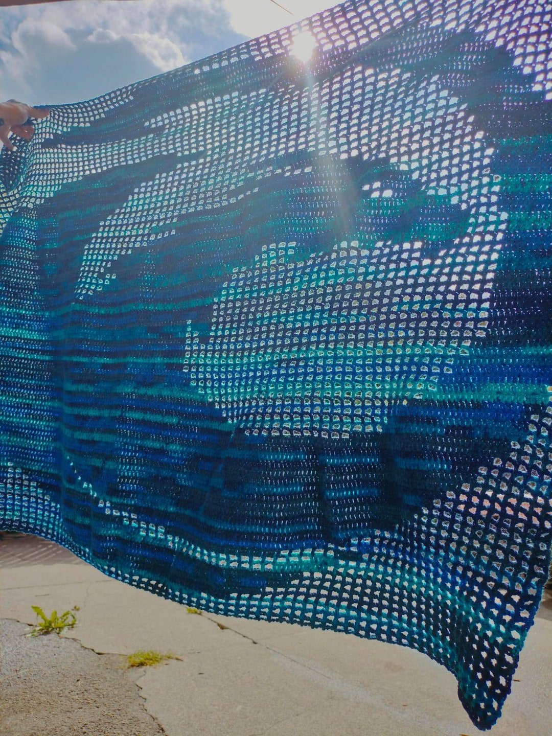 Filet 'blue Dragon' Crochet Pattern for Blanket/wall Hanging. ***PDF ...