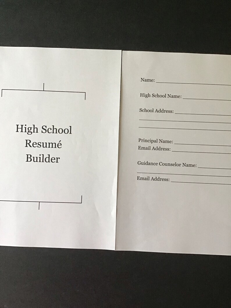 High School Resume Builder - Etsy