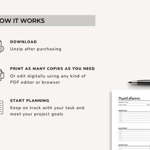 Project Planner, Printable Planner, Project Planner Printable, Action ...