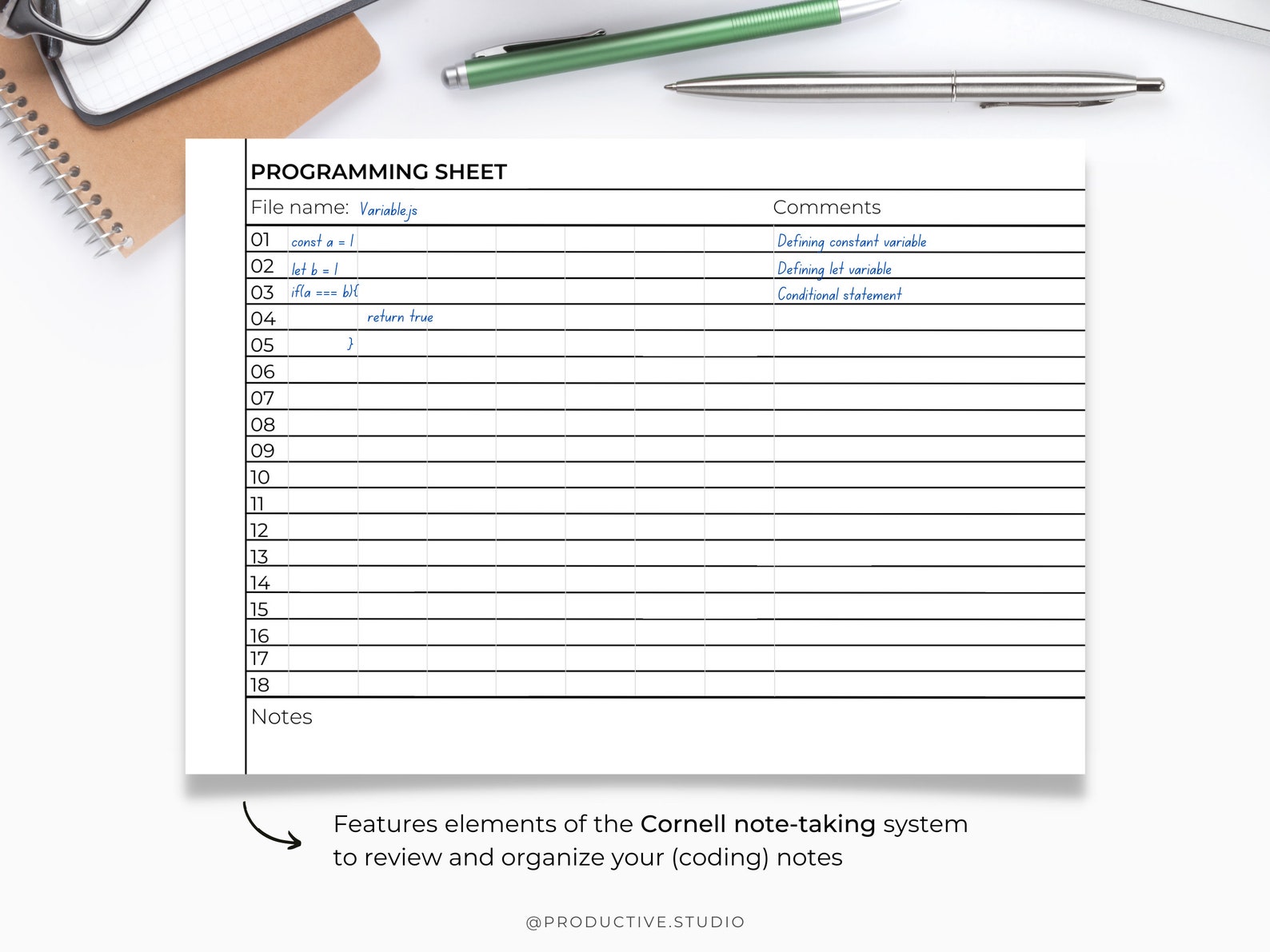 Programming Coding Notes, Programming Template, Programming, Cornell ...