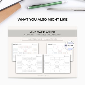 Minimalistic Mind Map Planner, Brainstorm Map, Mind Map Template ...