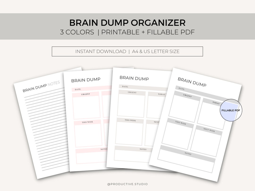 Thought Organizer Brain Dump Printable Brain Dump Template - Etsy