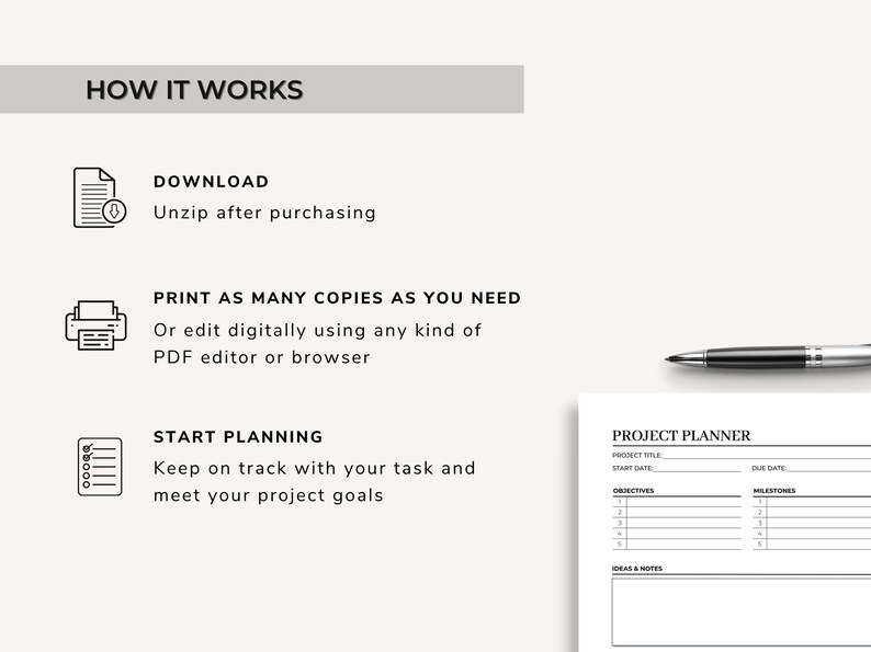 Project Planner, Minimal Project Planner, Productivity Planner, Work ...