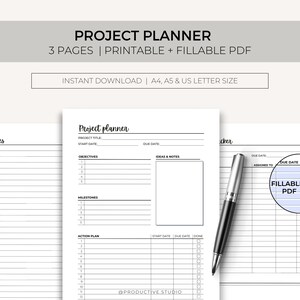 Project Planner, Printable Planner, Project Planner Printable, Action ...