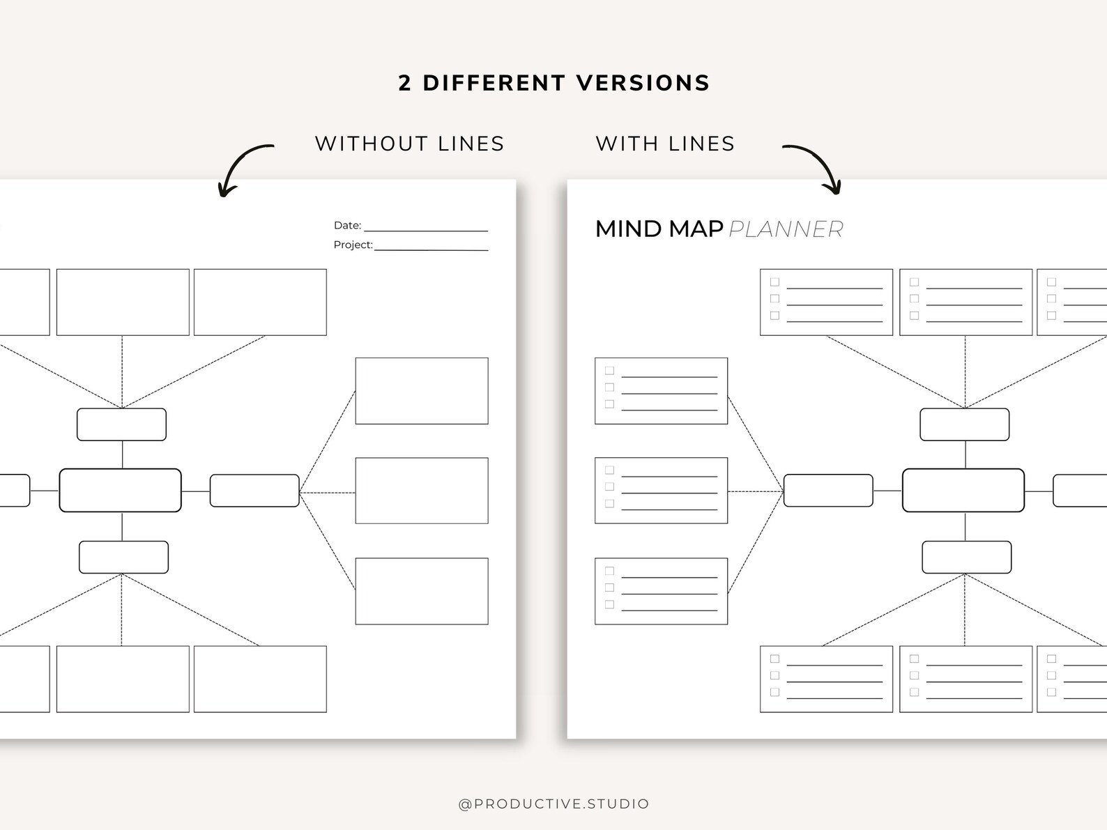 Minimalistic Mind Map Planner, Brainstorm Map, Mind Map Template ...