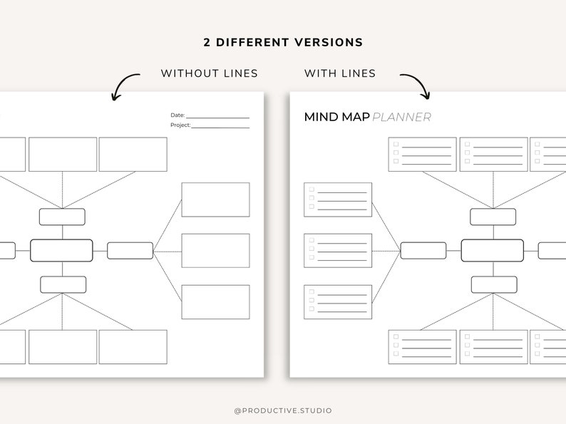 Minimalistic Mind Map Planner, Brainstorm Map, Mind Map Template ...