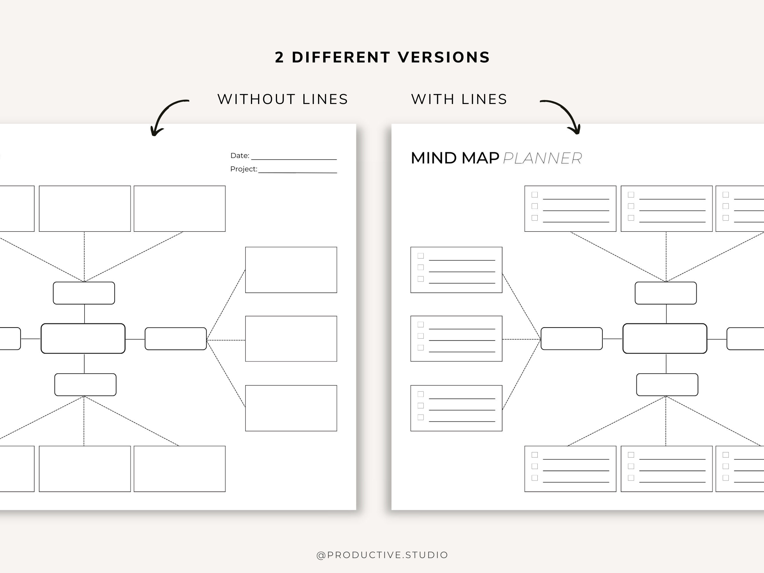 Minimalistic Mind Map Planner, Brainstorm Map, Mind Map Template ...