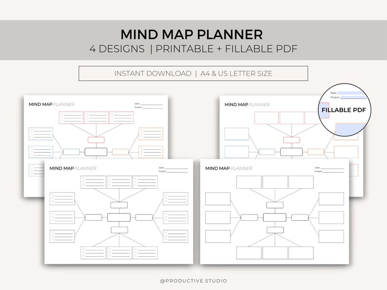 Mind Map Planner, Printable Mind Map, Brainstorming Map, Editable Mind ...