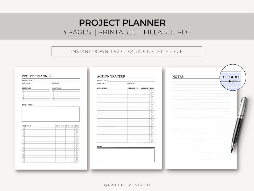 Project Planner, Minimal Project Planner, Productivity Planner, Work ...