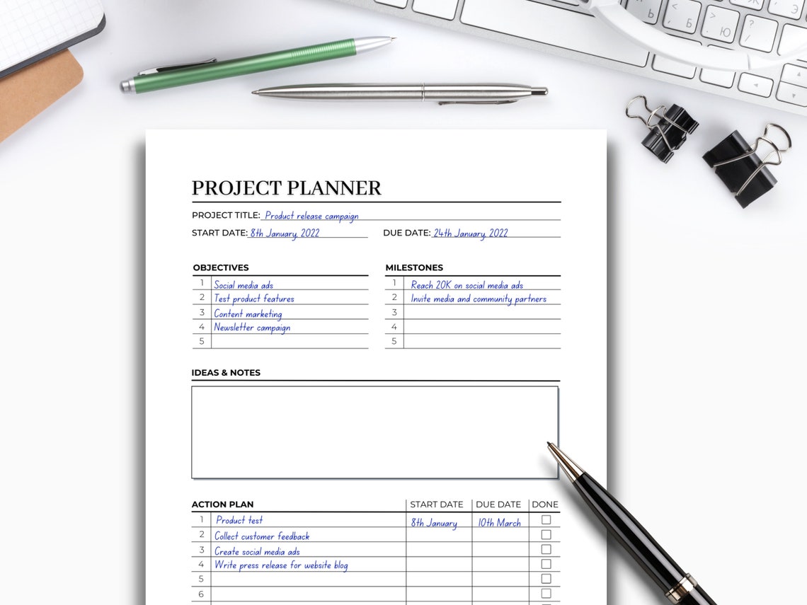 Project Planner, Minimal Project Planner, Productivity Planner, Work ...