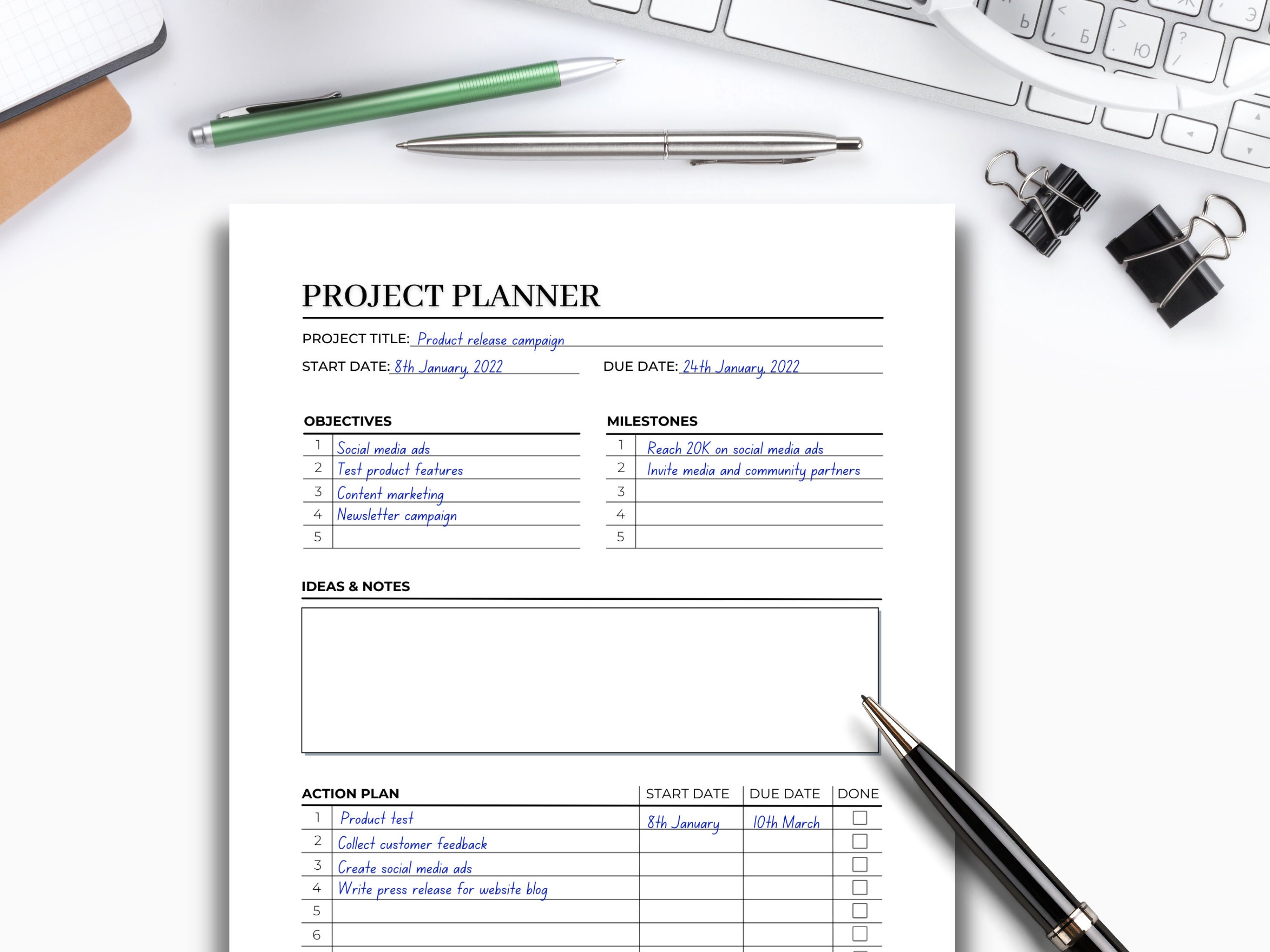 Project Planner, Minimal Project Planner, Productivity Planner, Work ...
