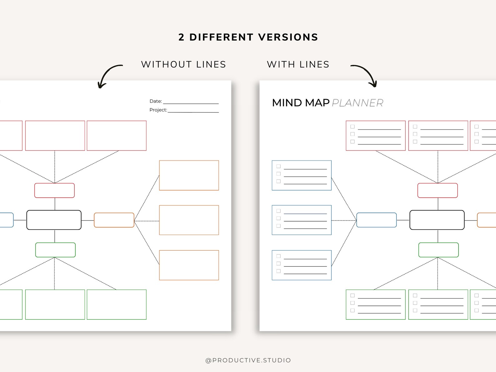 Multi-colored Mind Map Planner, Brainstorm Map, Mind Map Template ...