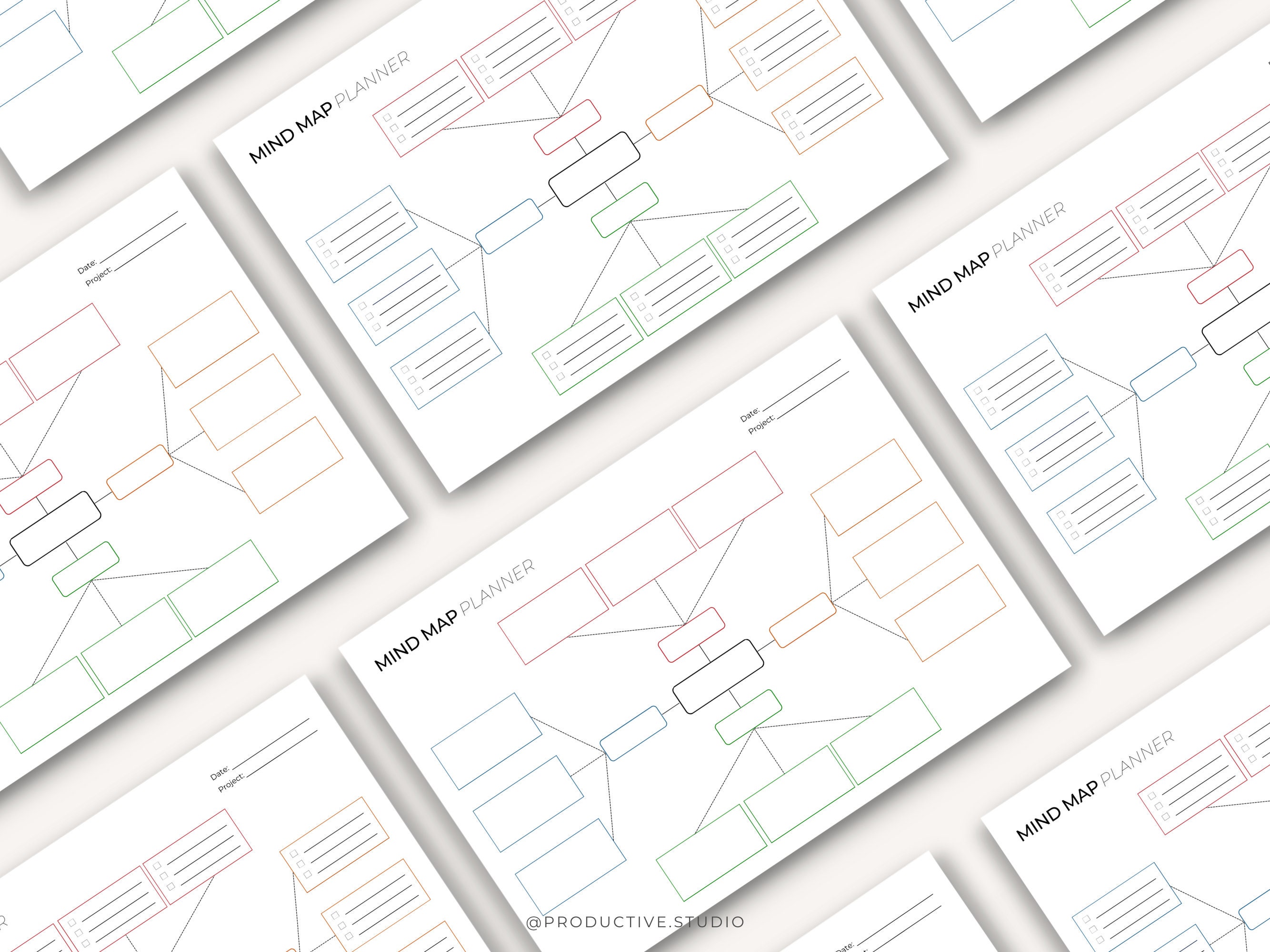 Multi-colored Mind Map Planner, Brainstorm Map, Mind Map Template ...