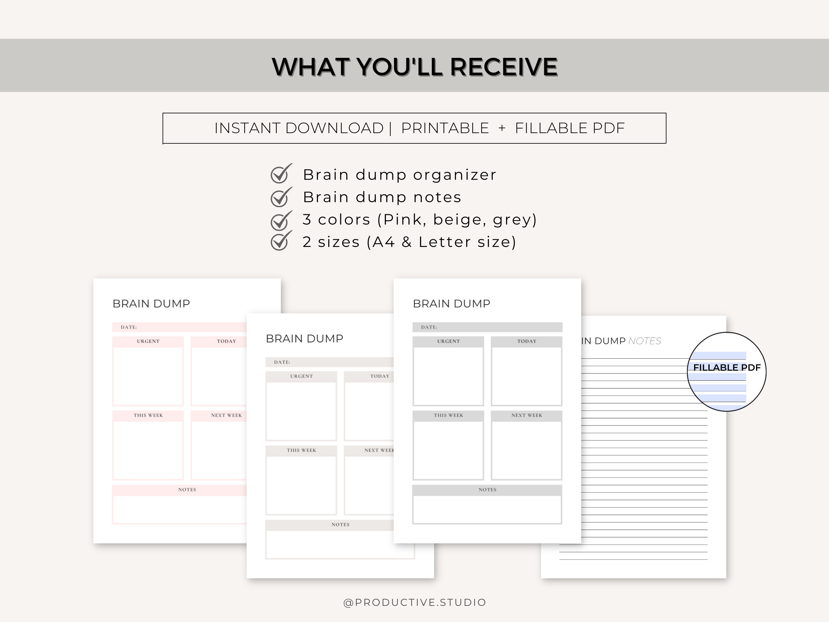 Paper Paper & Party Supplies ADHD planner Brain Dump Template Thought ...