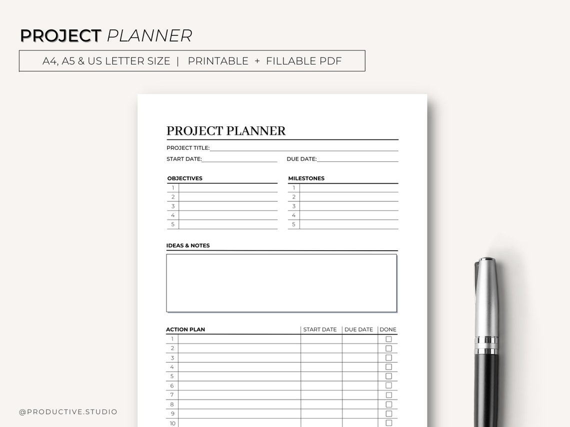 Project Planner, Minimal Project Planner, Productivity Planner, Work ...