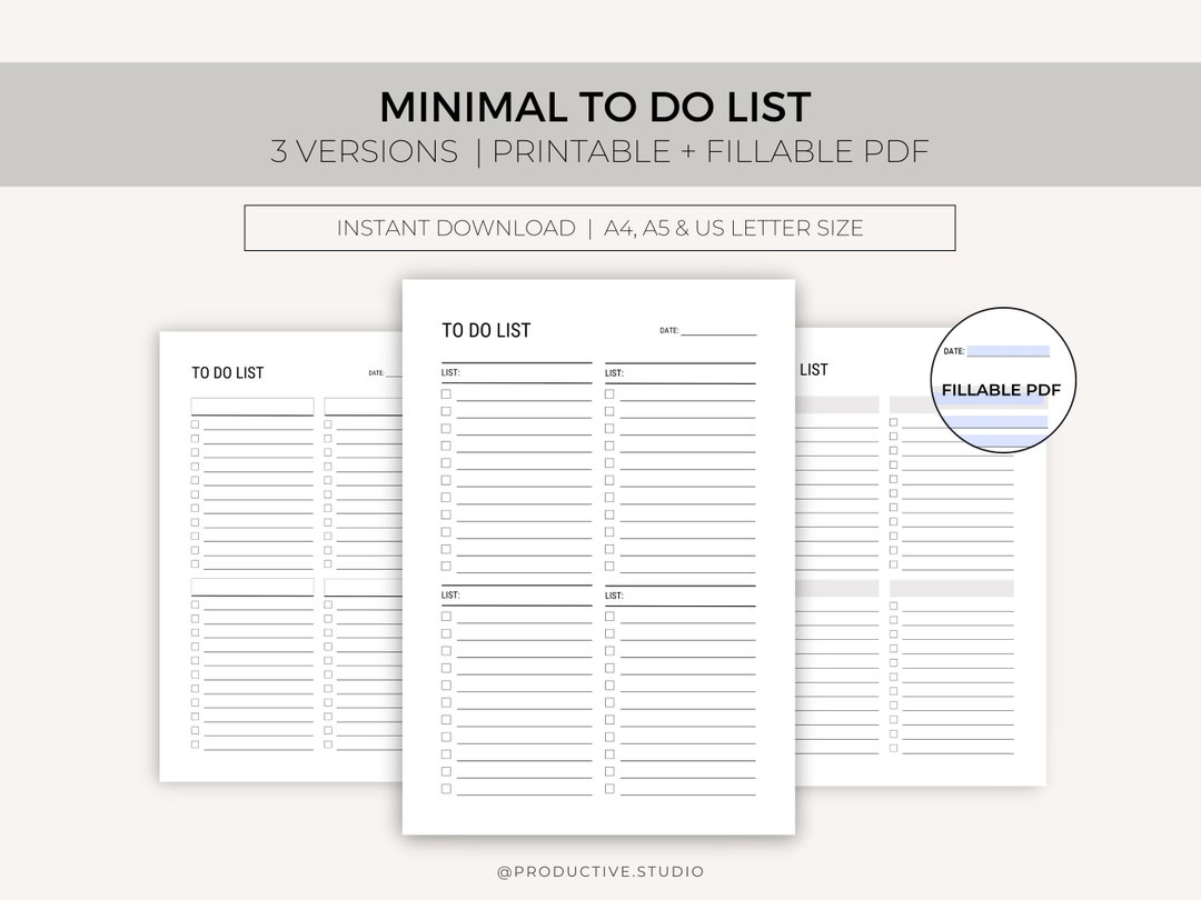 Minimal to Do List, to Do List Template, to Do List Planner, Simple ...