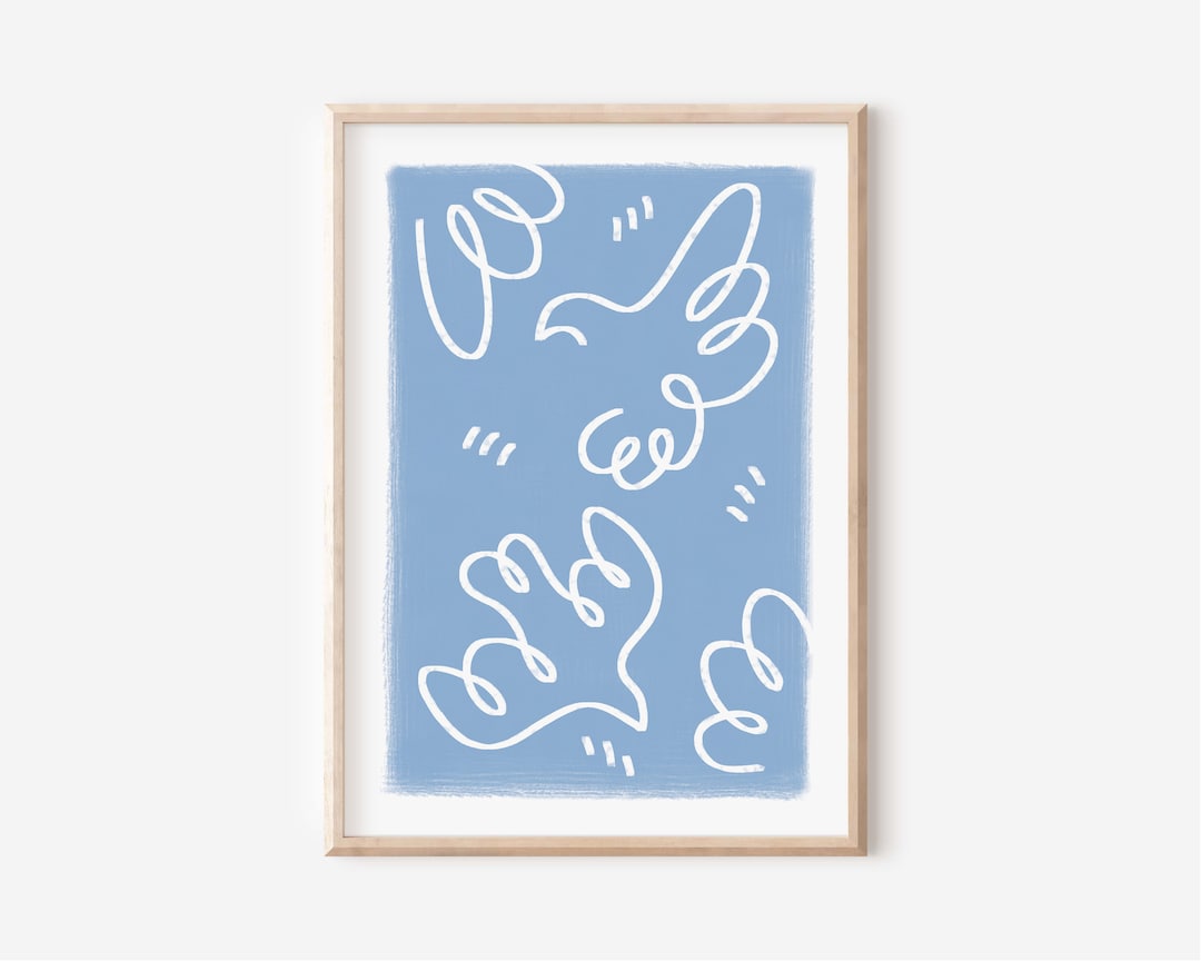 Abstract Doves Wall Art, Blue Bird Art Print, Instant Download, JPG - Etsy