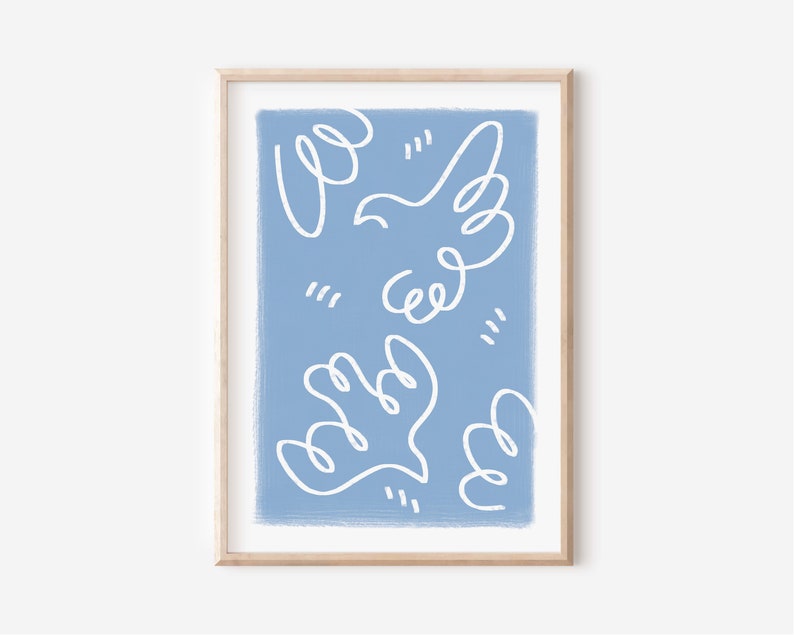 Abstract Doves Wall Art, Blue Bird Art Print, Instant Download, JPG - Etsy