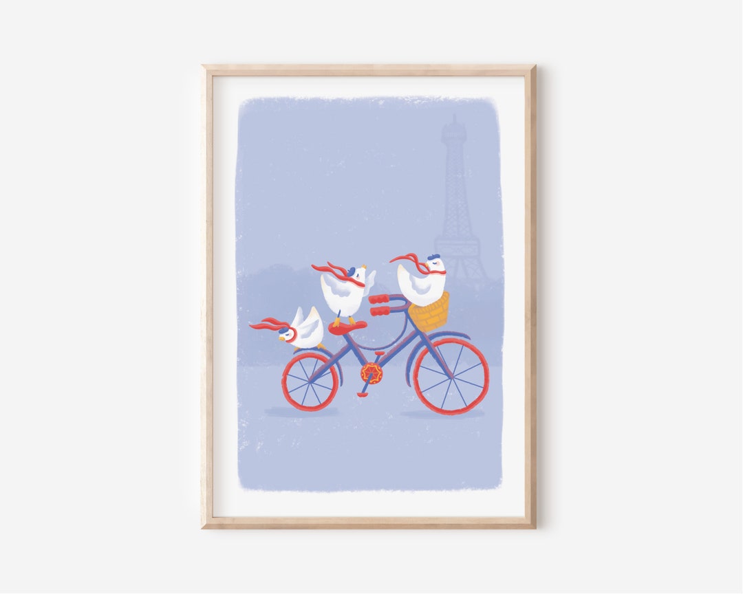Three French Hens Printable Wall Art, French Country Illustration ...