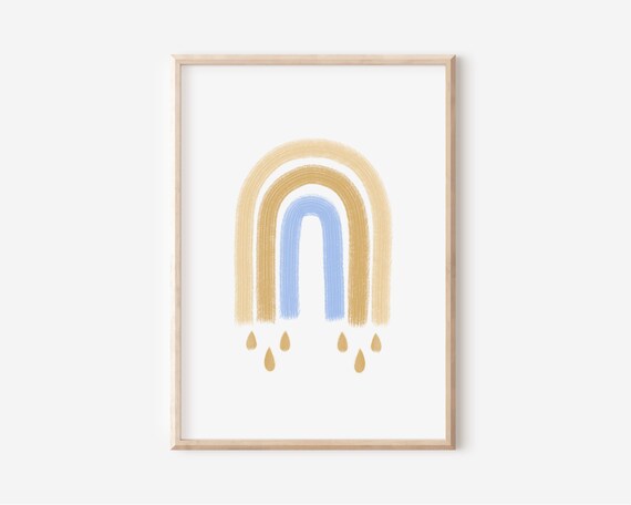 Rainbow Print Blue and Yellow Boho Art Print Boho Rainbow | Etsy