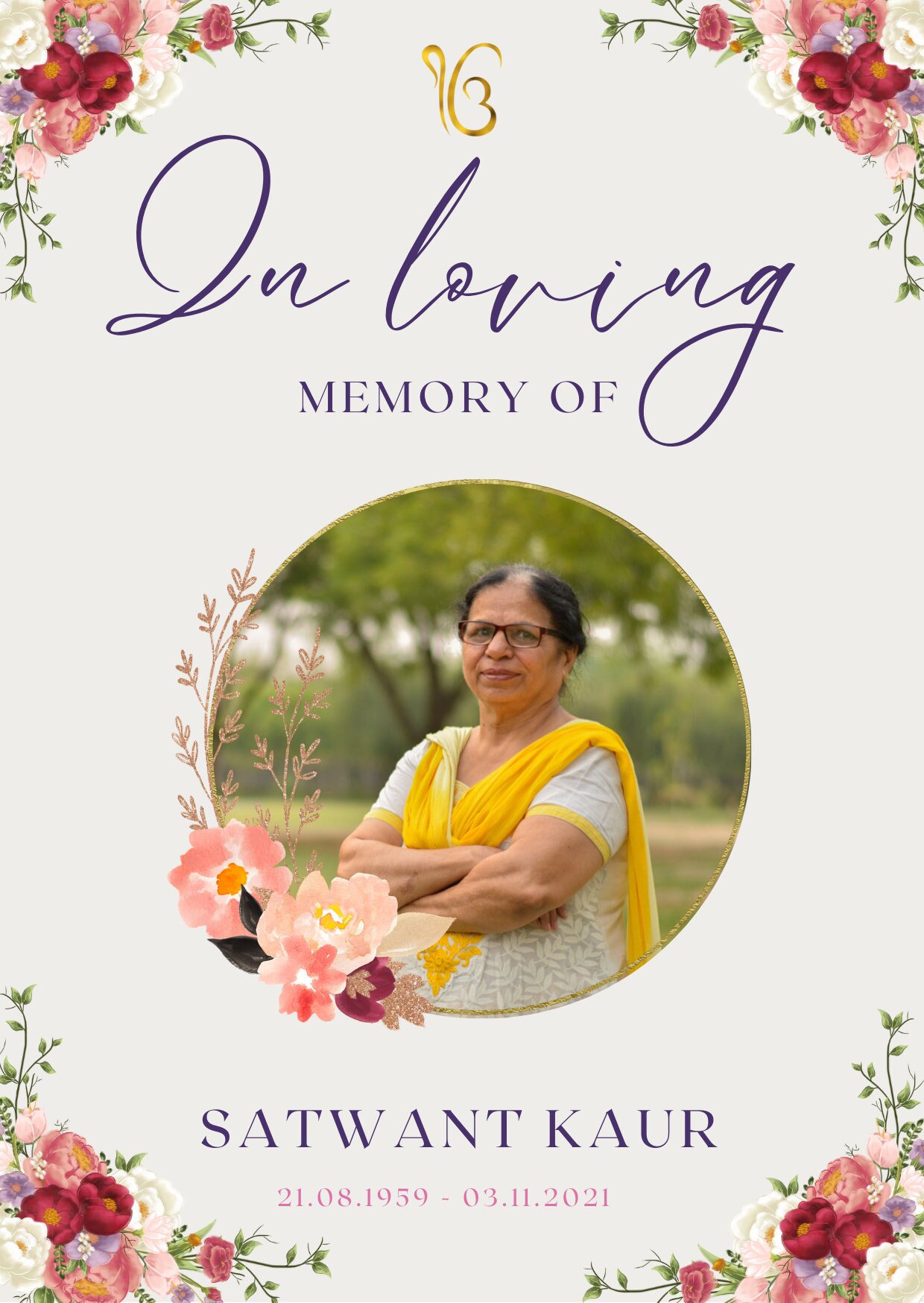 Funeral Sikh Sign | Sikh Funeral Signs | Indian Funeral Signs in Loving ...