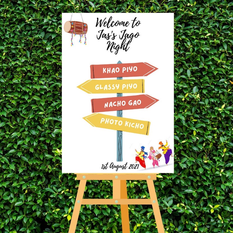 Punjabi Sikh Indian Wedding Sign Jago Night | Etsy