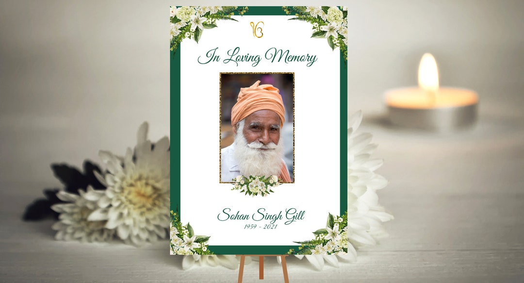 Funeral Sikh Sign in Loving Memory Personalised, Easel Sign stand Not ...