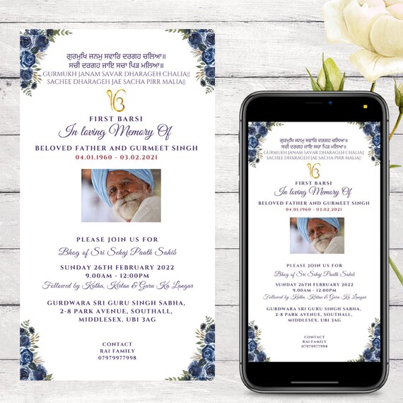 Sikh Punjabi First Barsi Bhog Sri Guru Sehaj Paath Invitation - Etsy UK