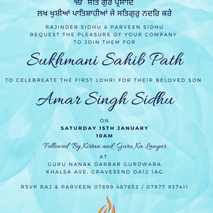Indian Sikh Sukhmani Sahib Part Invitation - Lohri - Invite Modern ...