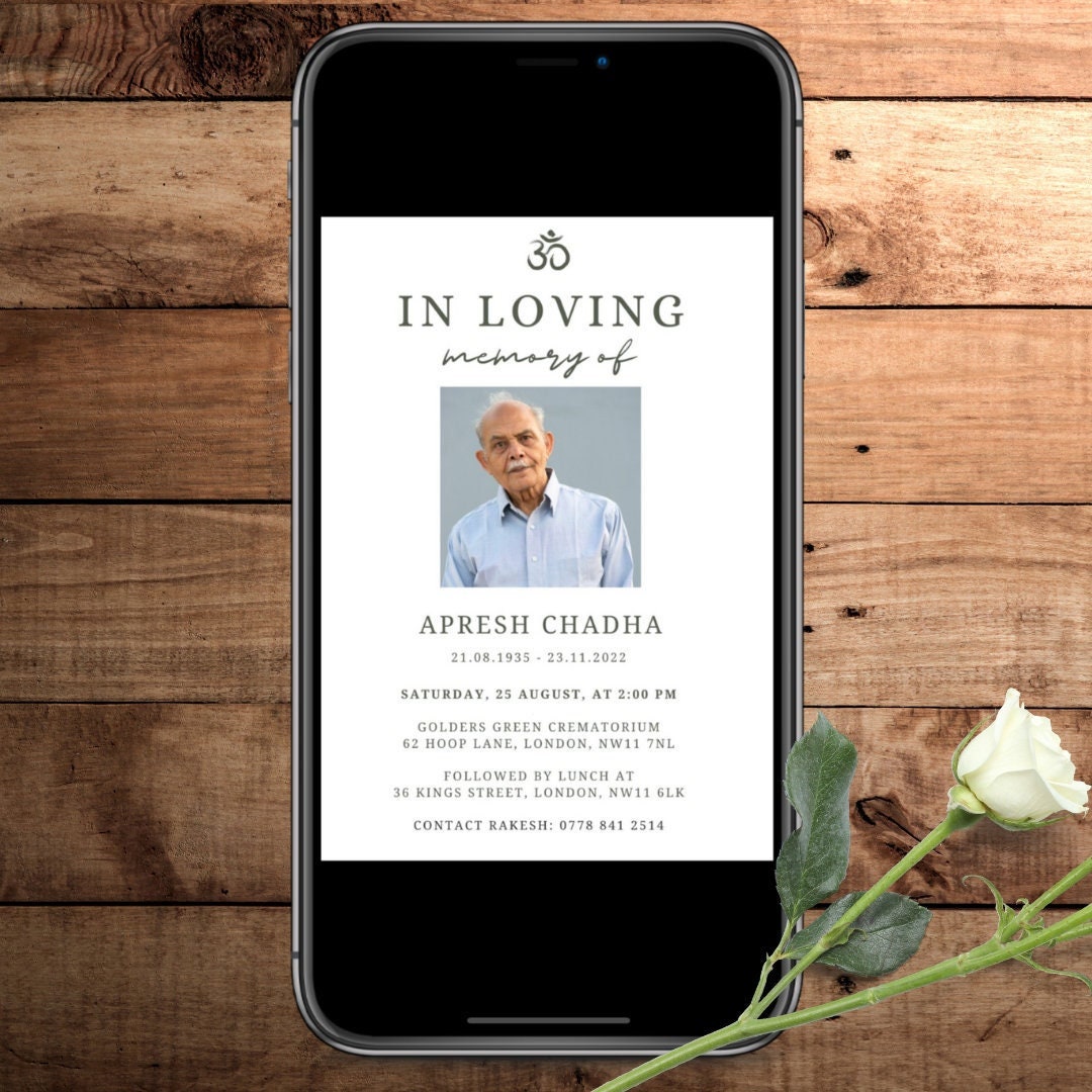 Hindu Funeral Program Invitation Digital Send via Whatsapp - Etsy