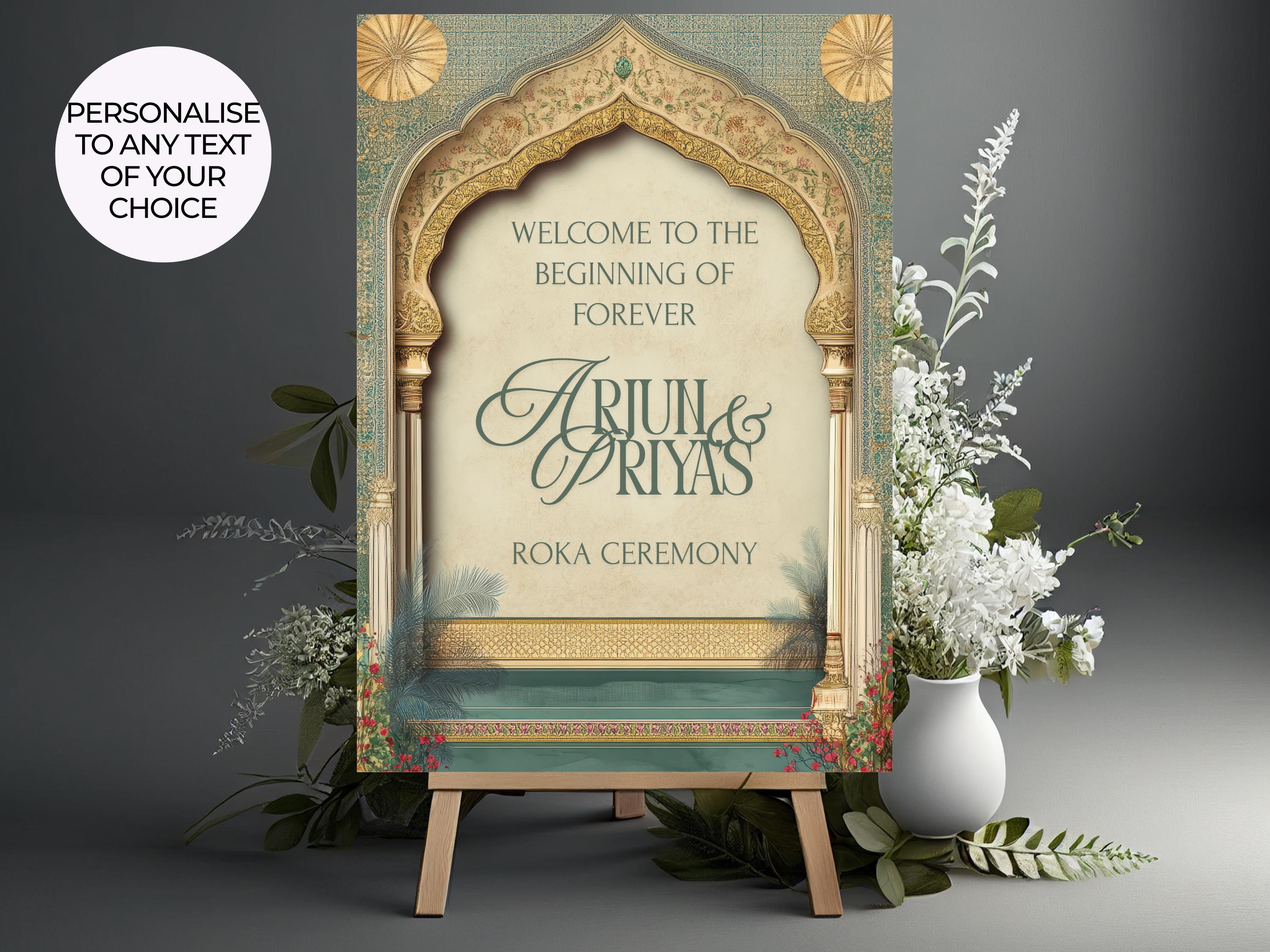 Roka Welcome Sign - Punjabi Sikh Hindu Indian Desi Wedding Welcome Sign ...