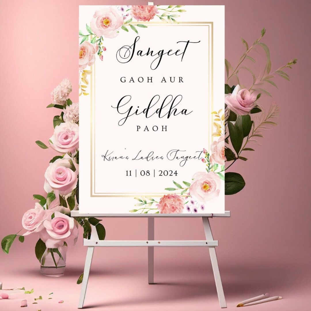 Sangeet Indian Wedding Sign - Ladies Sangeet - Gidda - Punjabi Wedding ...